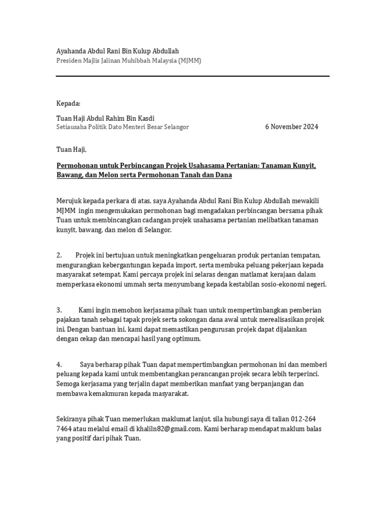 Surat_Permohonan_Projek | PDF