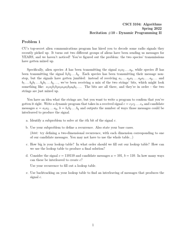 3104 Recitation 10 | PDF