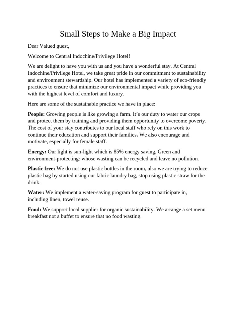 Small Steps To Make A Big Impact | PDF