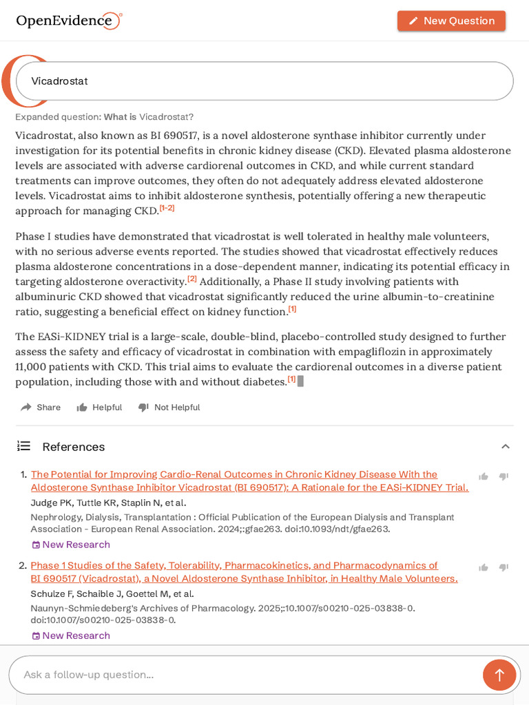 OpenEvidence - Vicadrostat | PDF | Chronic Kidney Disease | Phases Of ...
