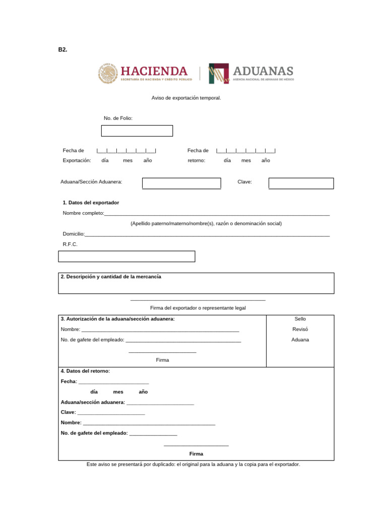 Aviso De Exportación Temporal Guía Completa Pdf Aduana
