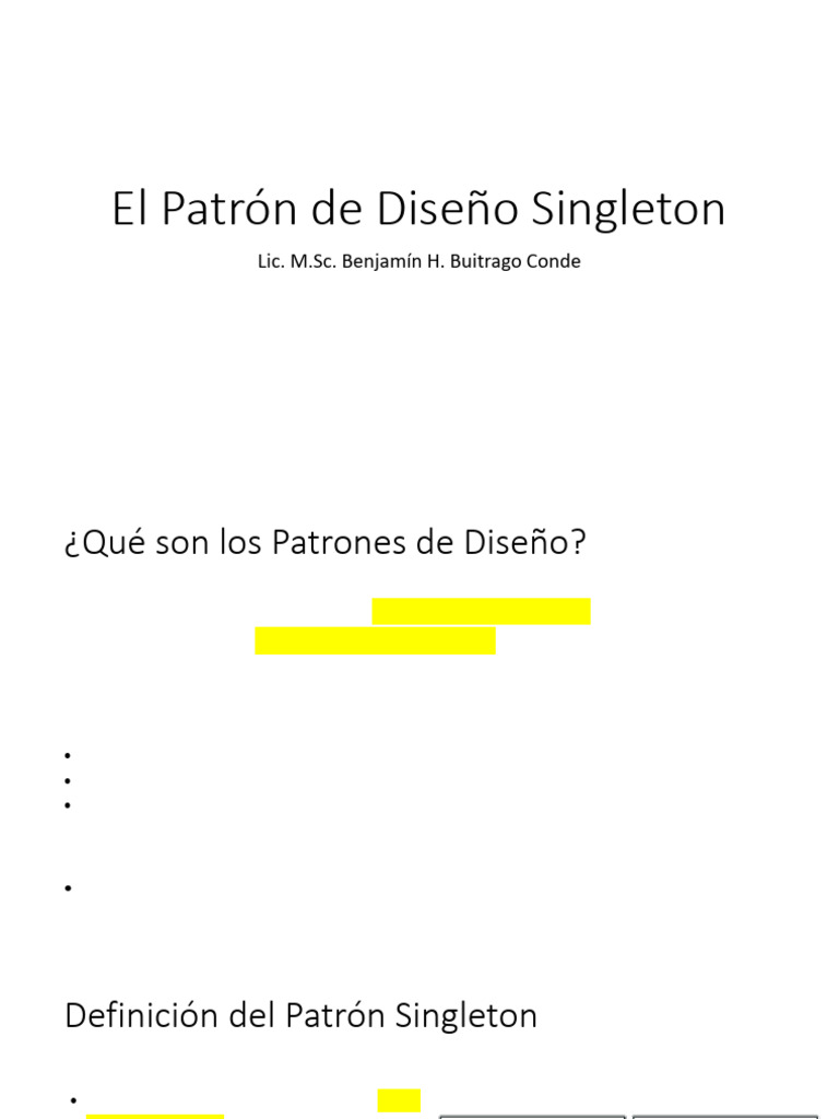El Patrón de Diseño Singleton | PDF | Patrón de diseño de software | Ingeniería Informática