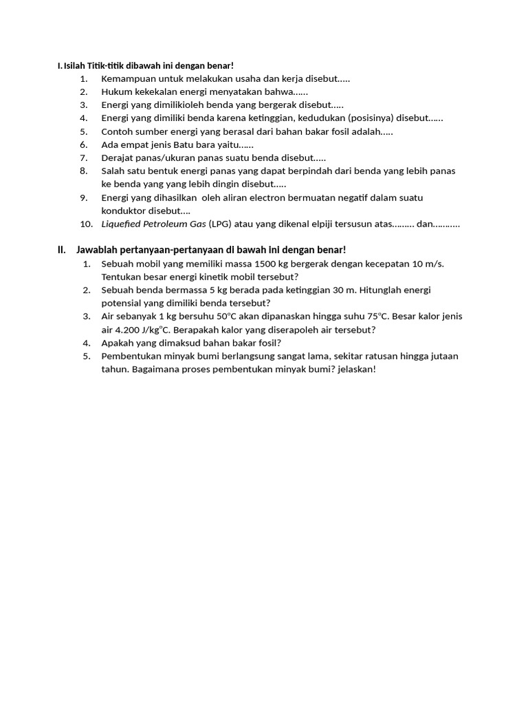 Soal PTS fisika kelas X smt 2 2024.2025 | PDF