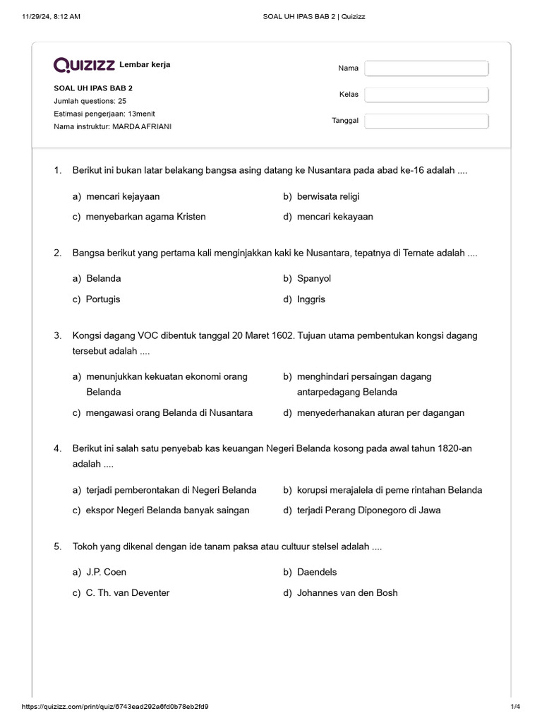 Soal Uh Ipas Bab 2 | PDF