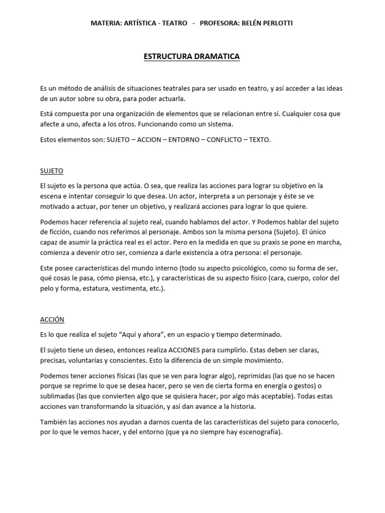 19 - ESTRUCTURA DRAMATICA Definicion y Elementos | PDF | Actor | Teatro