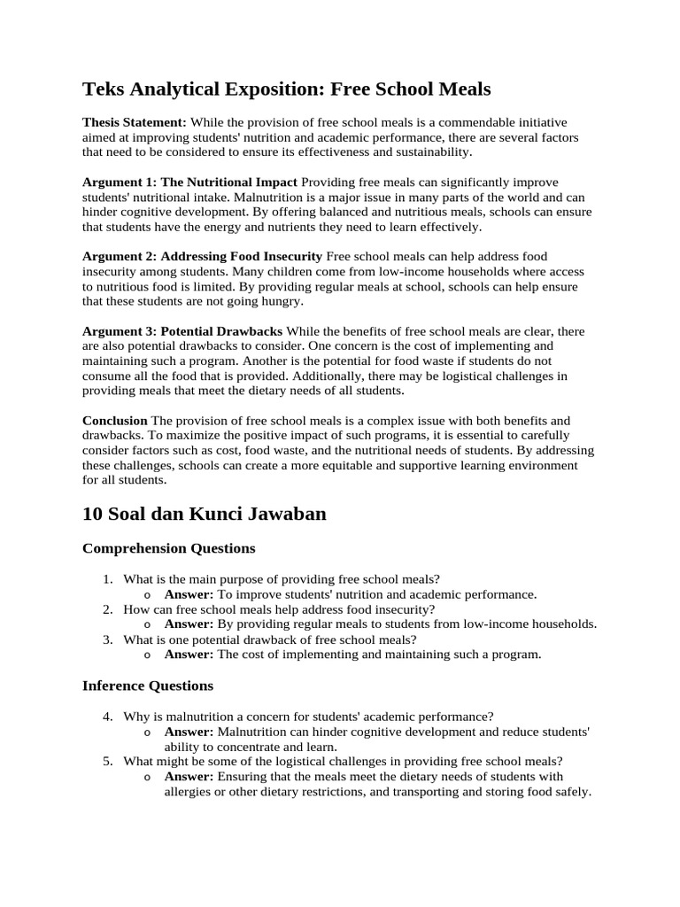 Teks Analytical Exposition | PDF | School Meal | Nutrition