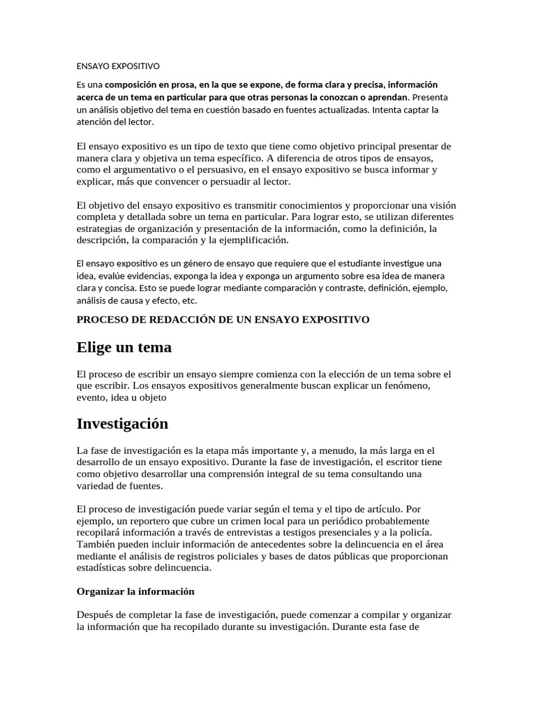 Guía para Ensayos Expositivos | PDF | Ensayos | Comunicación humana