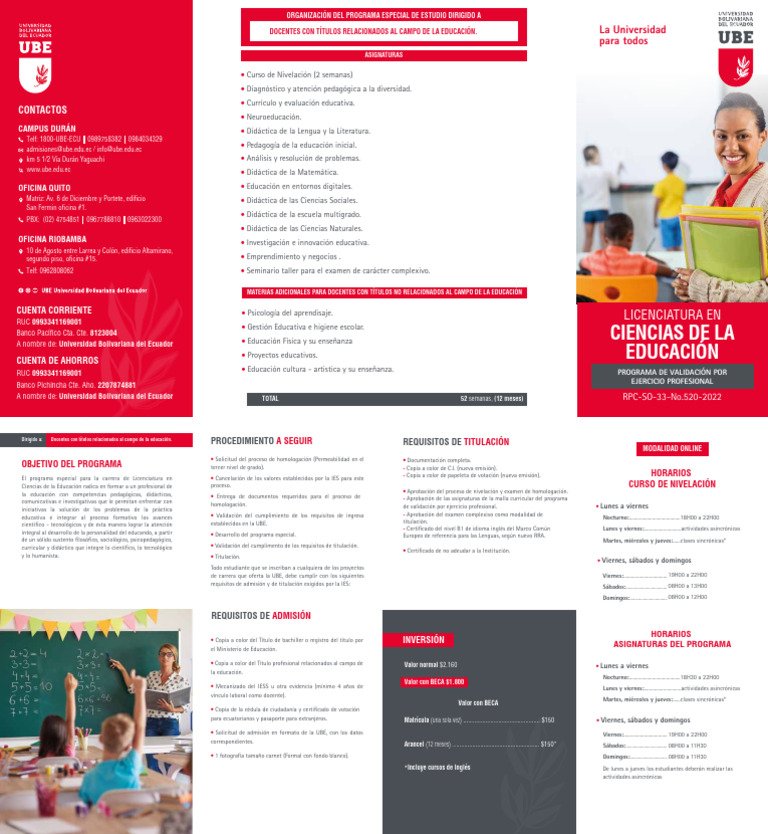 Triptico Programa de Validación Educación | PDF | Aprendizaje