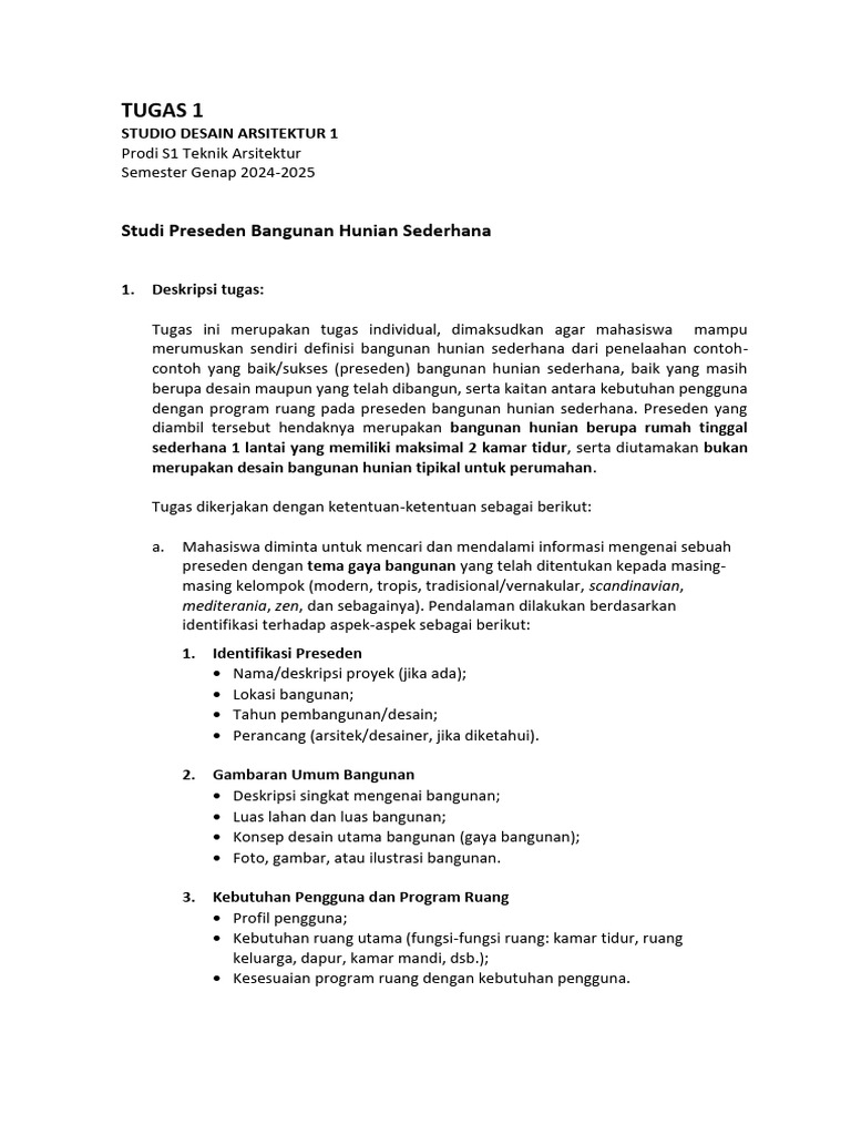 Studi Preseden Hunian Sederhana | PDF
