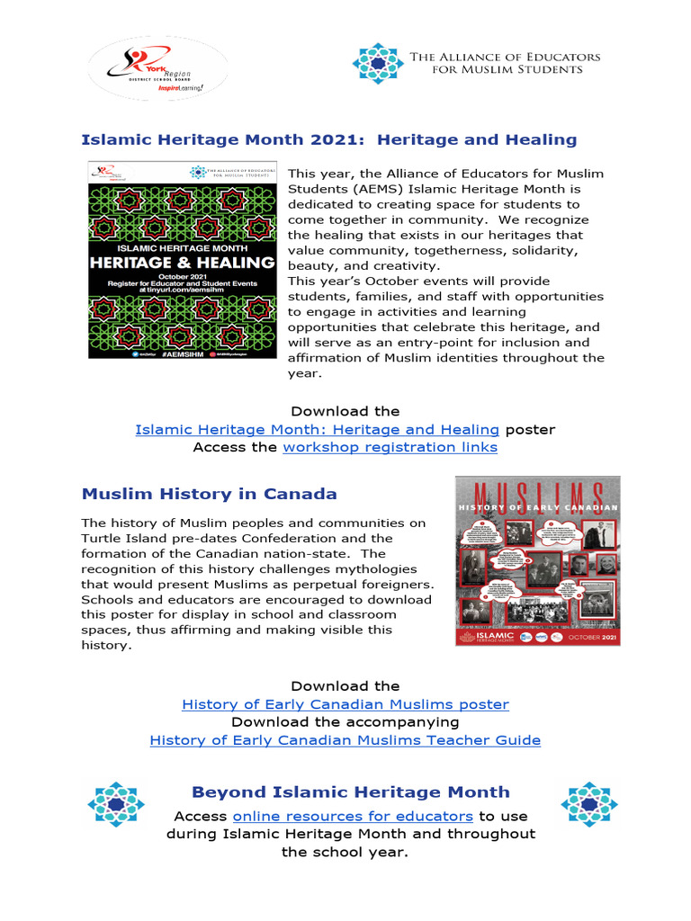 Islamic Heritage Month 2021 Events Guide | PDF