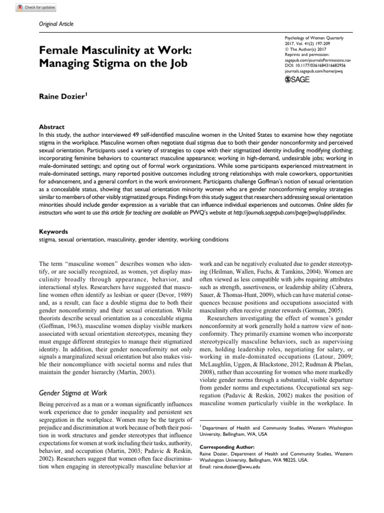Female Masculinity at Work | PDF | Social Stigma | Gender