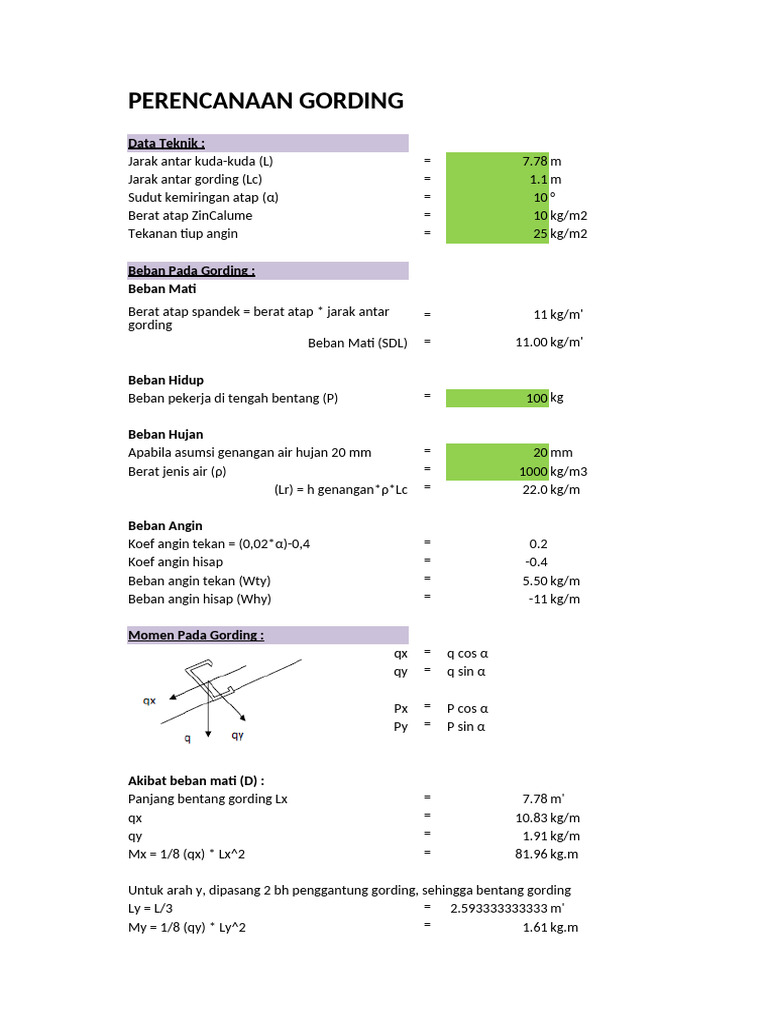 Template Perhitungan Gording | PDF | Rna | Rna Splicing