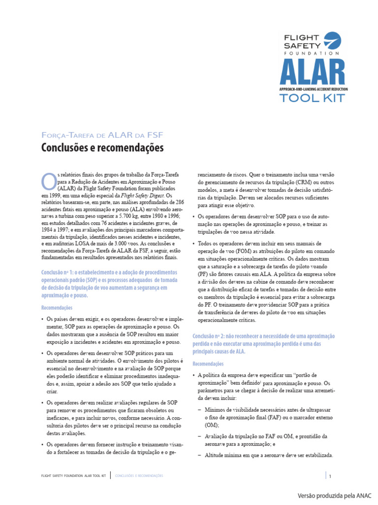 Anac - Fsf - Alar Task Force | PDF | Aviação | Voo