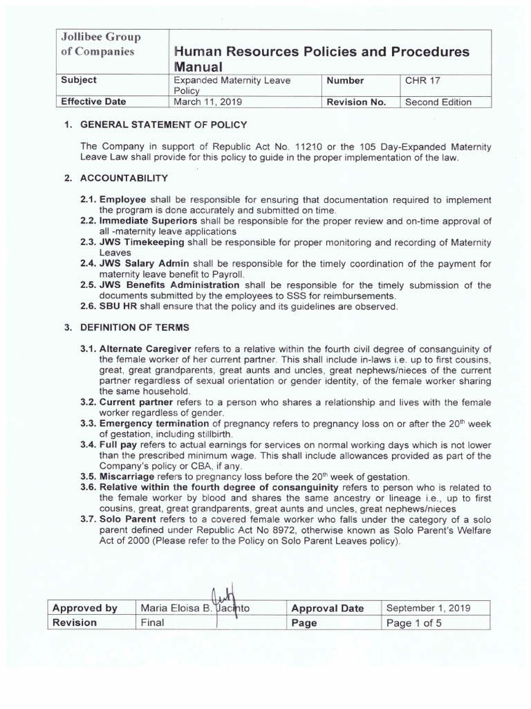 Expanded Maternity Leave | PDF