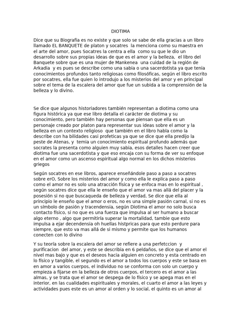 DIOTIMA | PDF | Amor | Platón