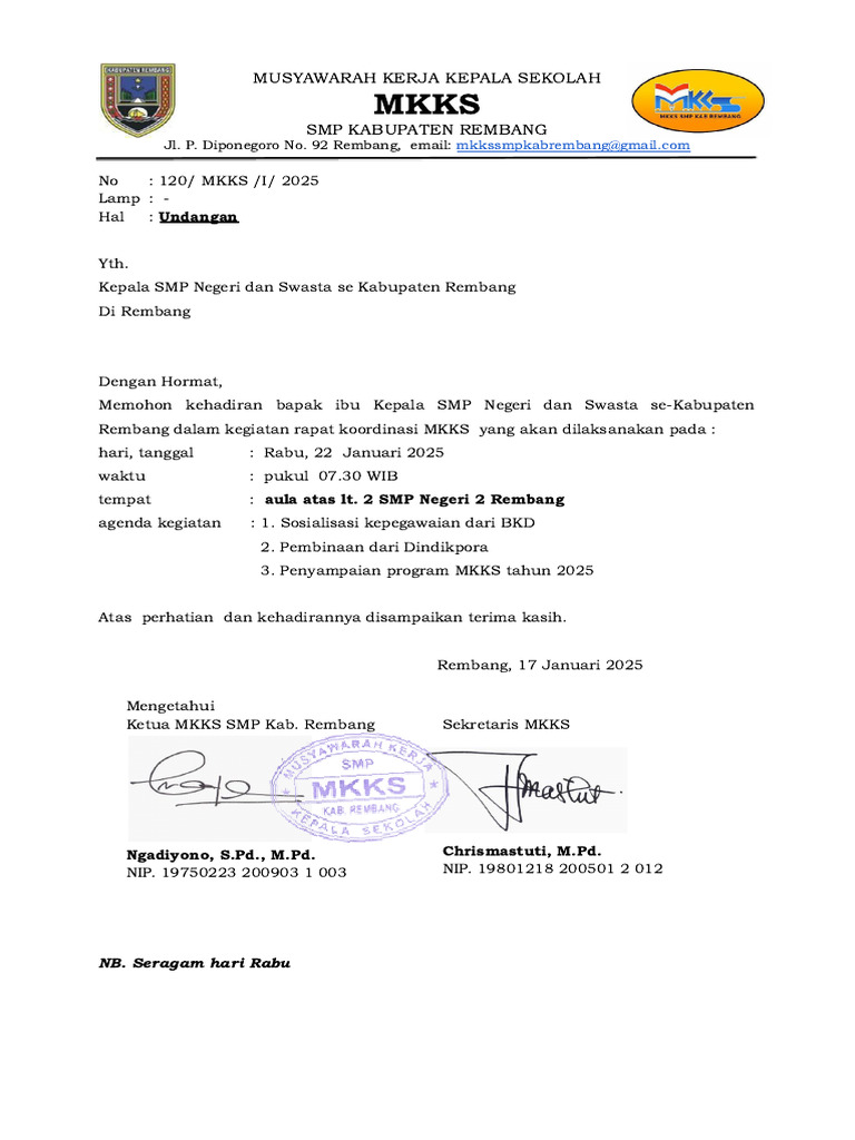 Undangan Anggota MKKS | PDF