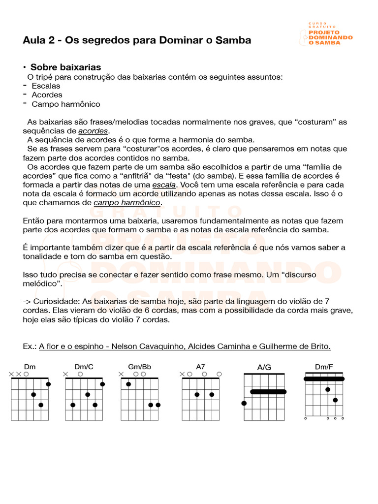 Domine o Samba: Baixarias e Acordes | PDF | Acorde (música) | Escala ...