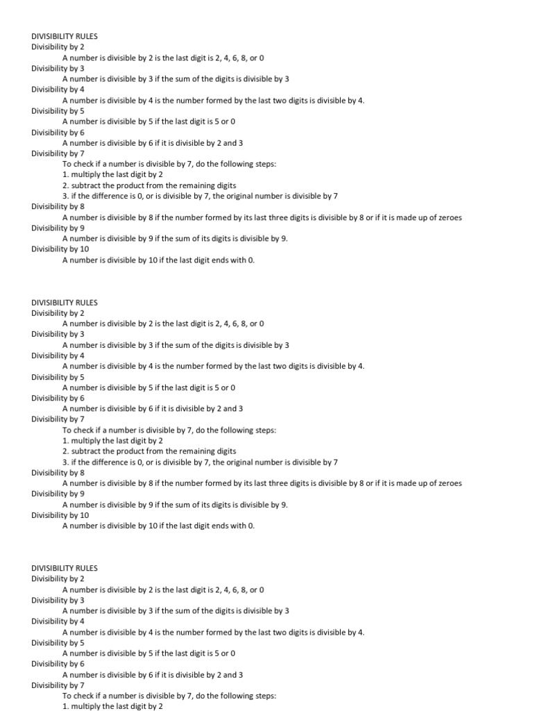 Divisibility Rules | PDF | Number Theory | Lexicology