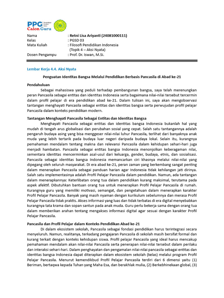 T4.7. Aksi Nyata - RETNI LISA ARIYANTI | PDF