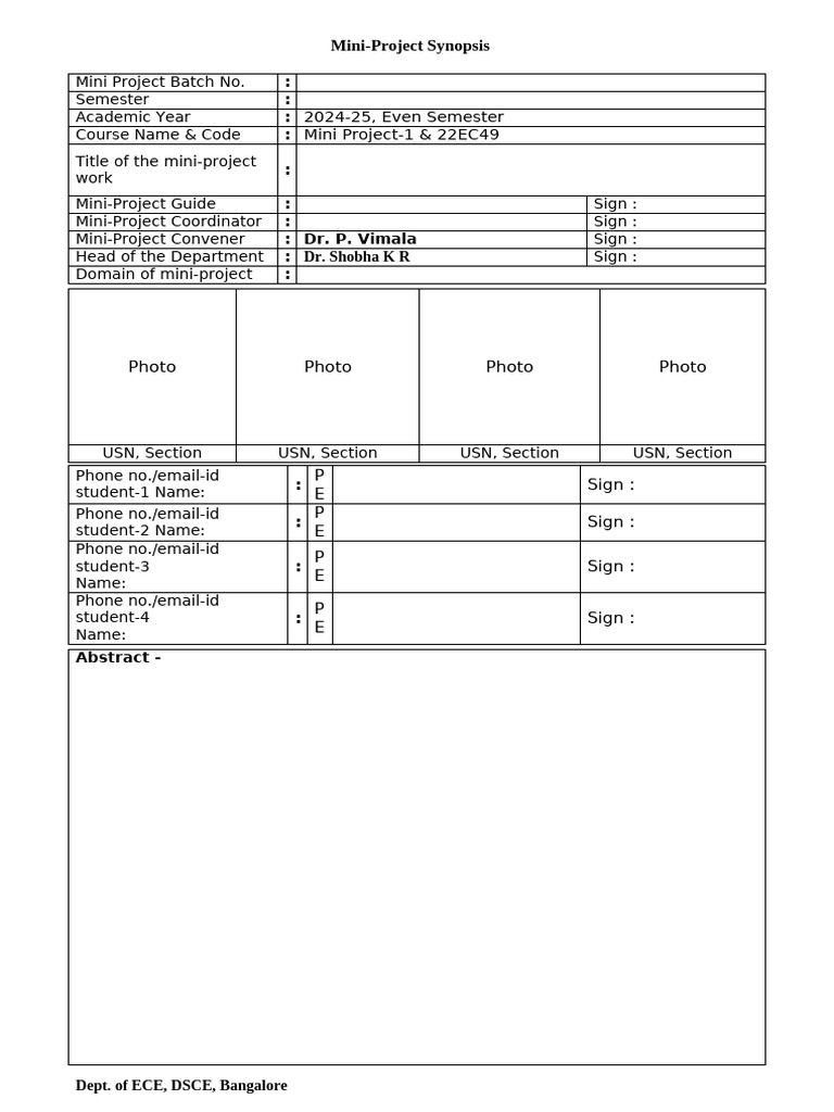 Synopis Format of IV Sem Mini Project-1 | PDF