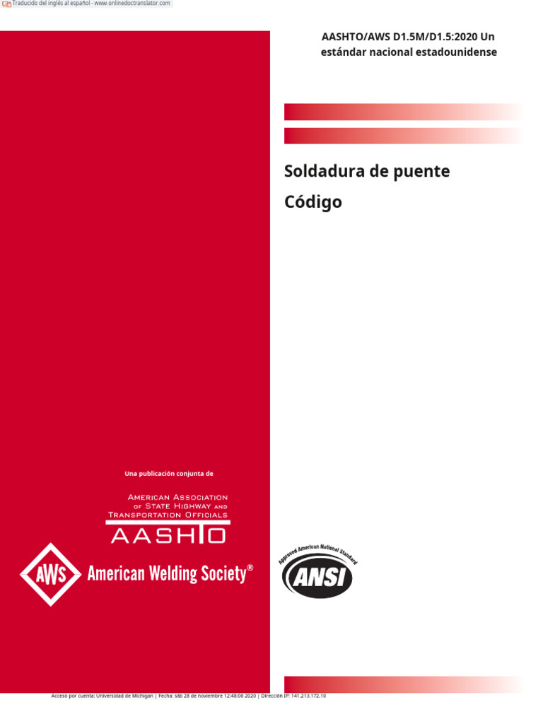 Aws D1.5 2020 Esp | PDF | Servicios web de Amazon | Soldadura