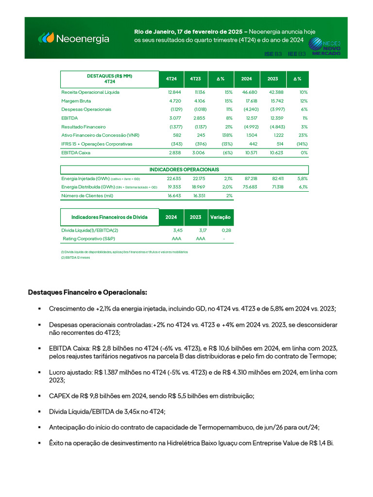 Neo Energia | PDF | Investimentos | Brasil