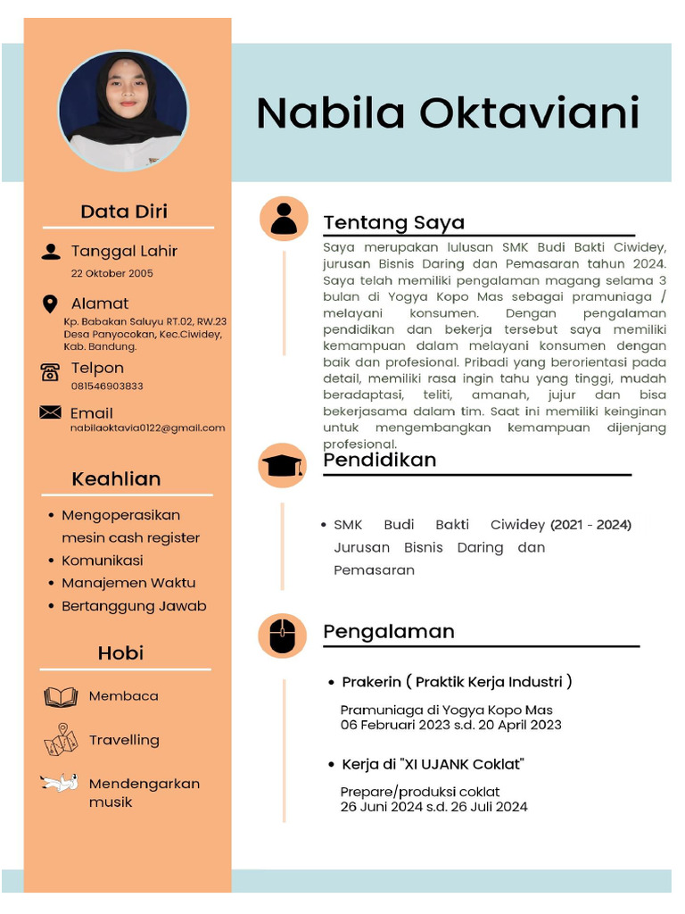 CV Nabila Oktaviani - BBK Saluyu | PDF