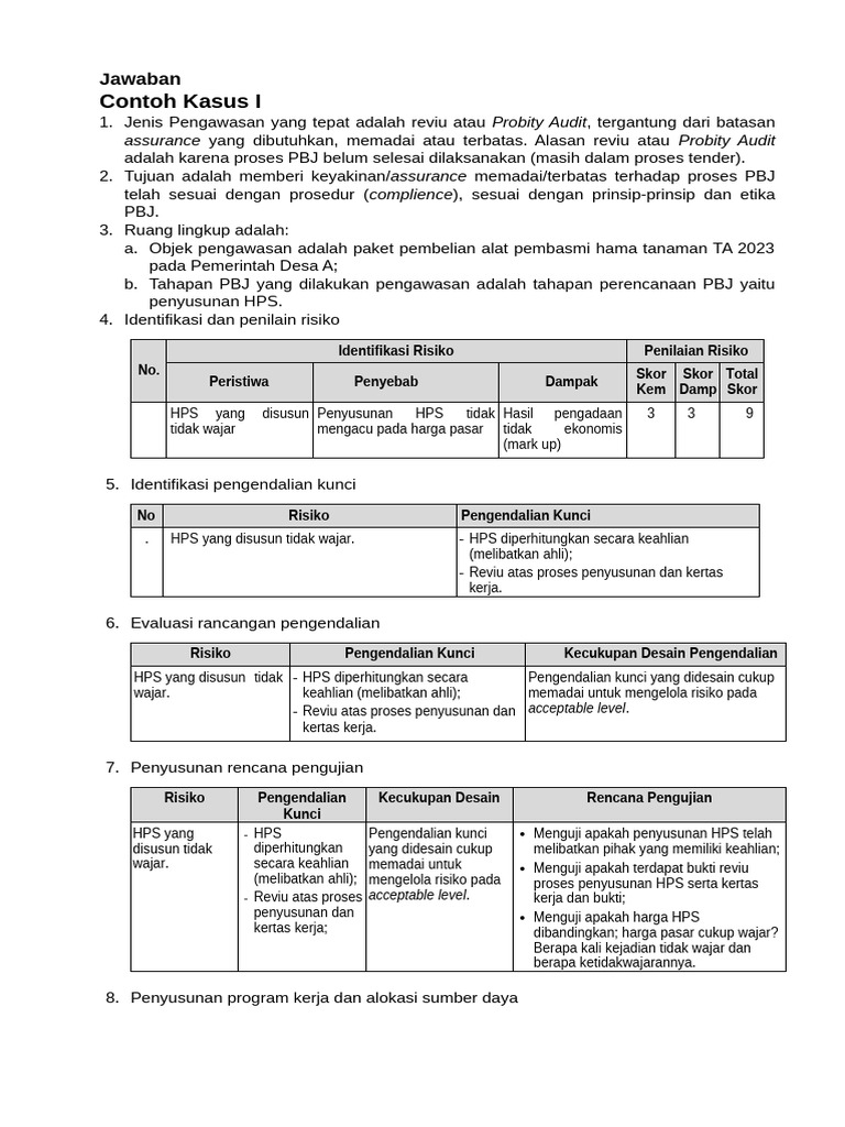 contoh kasus Jawaban Contoh Kasus PBJ Desa[1] | PDF