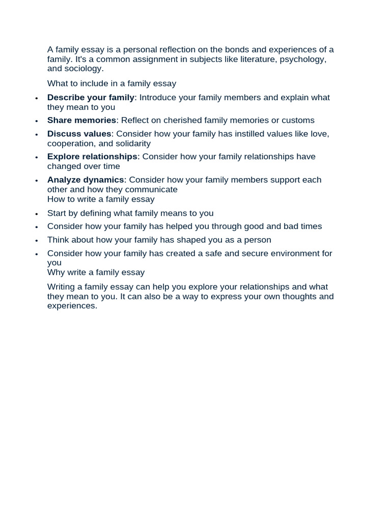 Writing a Personal Family Essay | PDF
