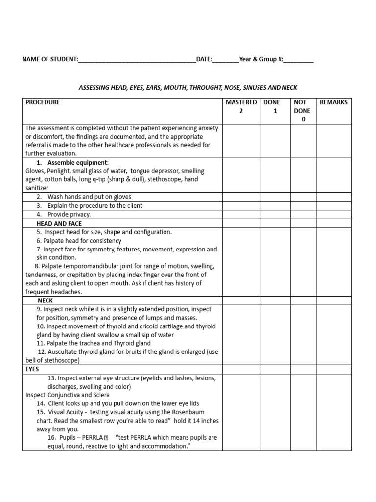 Assessing Headneck Sinuses Eent | PDF | Thyroid | Human Nose