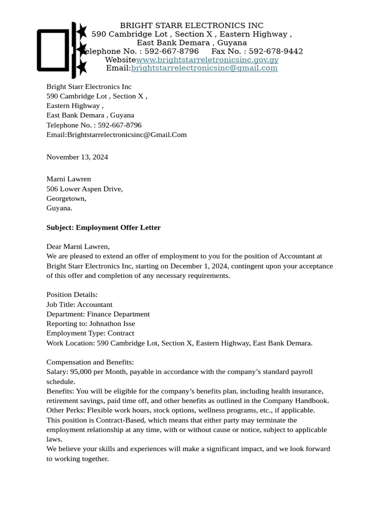 EDPM letter of employment | PDF