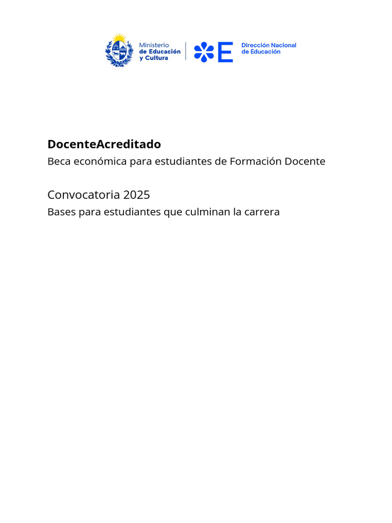 BASES Becas Económicas Formación Docente 2025 - para Culminar | PDF ...