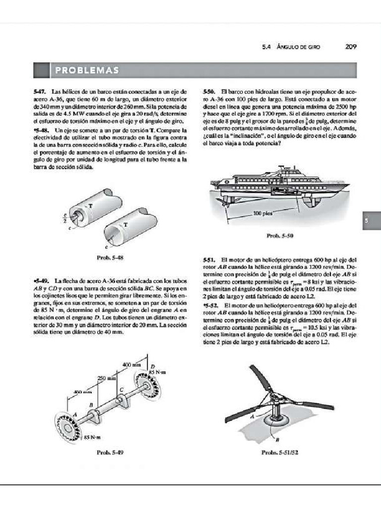 Hibbeler-Mecánica de Materiales Torsión Ángulo de Giro Pág 209 | PDF