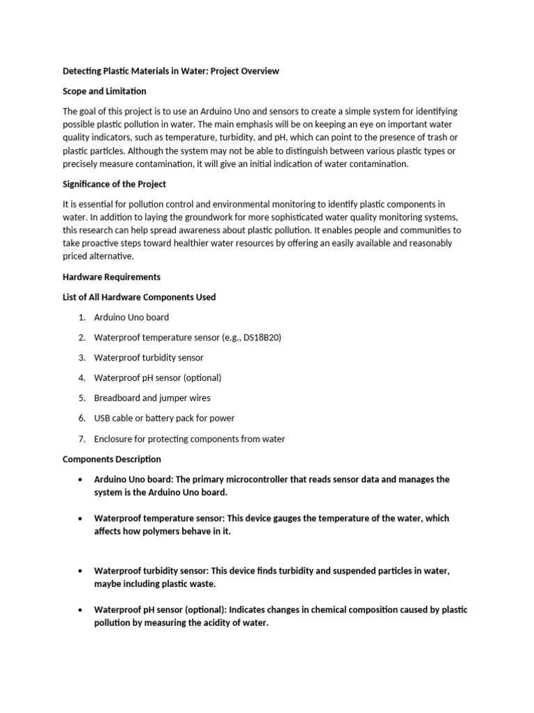 Detecting Plastic Materials in Water | PDF | Sensor | Arduino