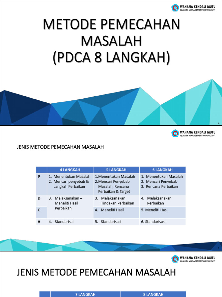 Metode Pemecahan Masalah (PDCA 8 Langkah) | PDF