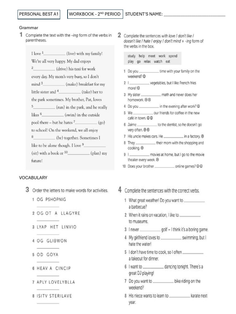 Personal Best a2 - Workbook 2p | PDF