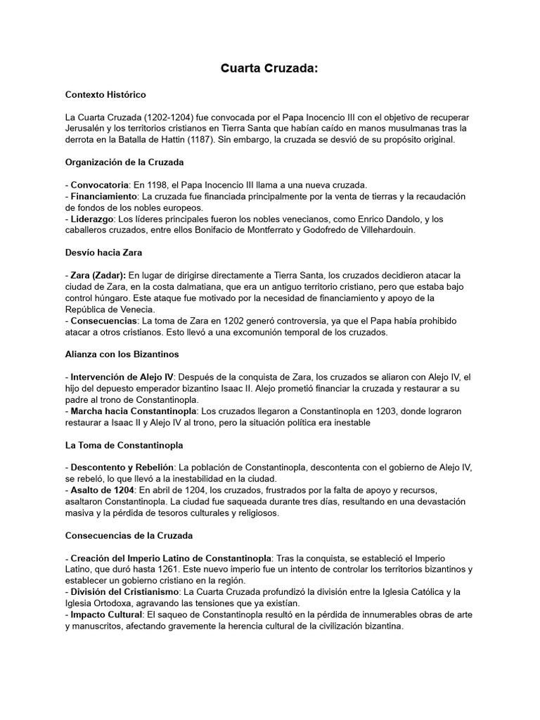 Cuarta Cruzada | PDF | Cruzadas | Alta Edad Media