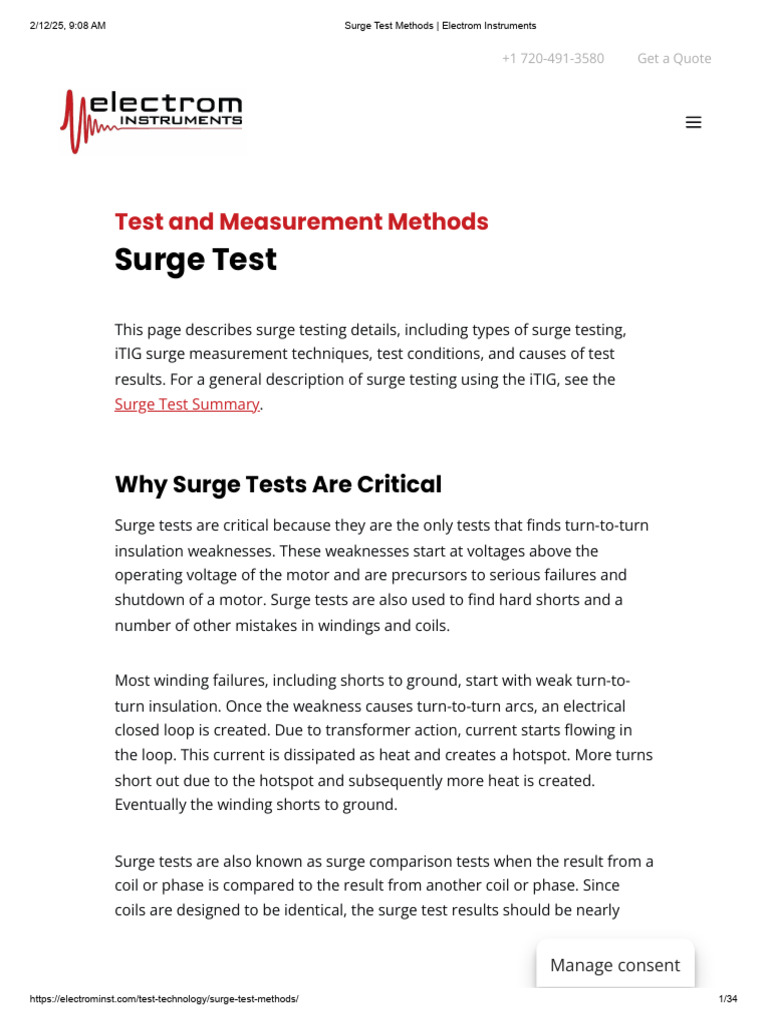 Surge Test Methods - Electrom Instruments | PDF | Electric Motor ...