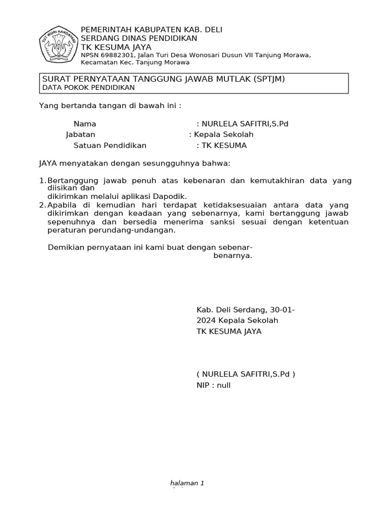 SPTJM 2024 Kesuma Jaya Word | PDF