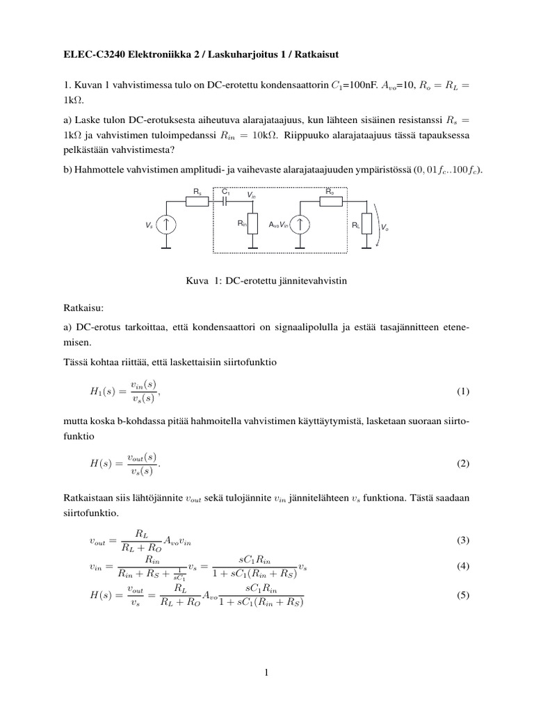 Ele2_laskuharjoitus1_ratkaisut | PDF