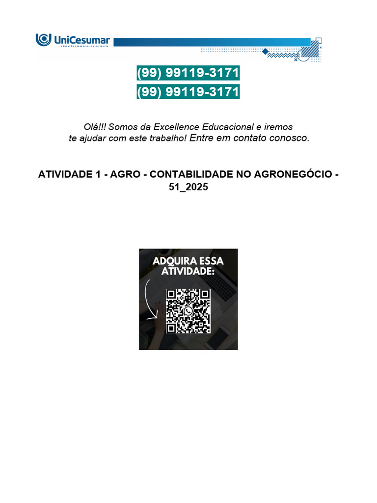 Atividade 1 - Agro - Contabilidade No Agronegócio - 51 - 2025 | PDF