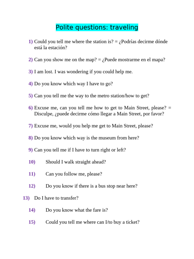Polite questions | PDF