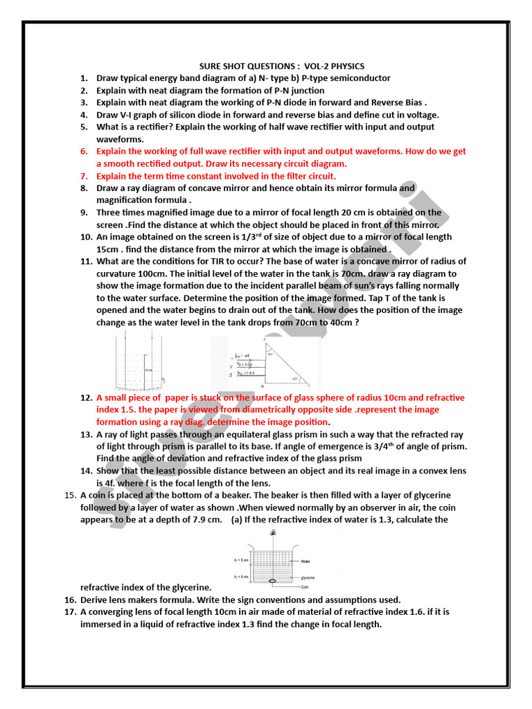 Sure Shot Questions T-2 Vol-2 | PDF | Diffraction | Rectifier