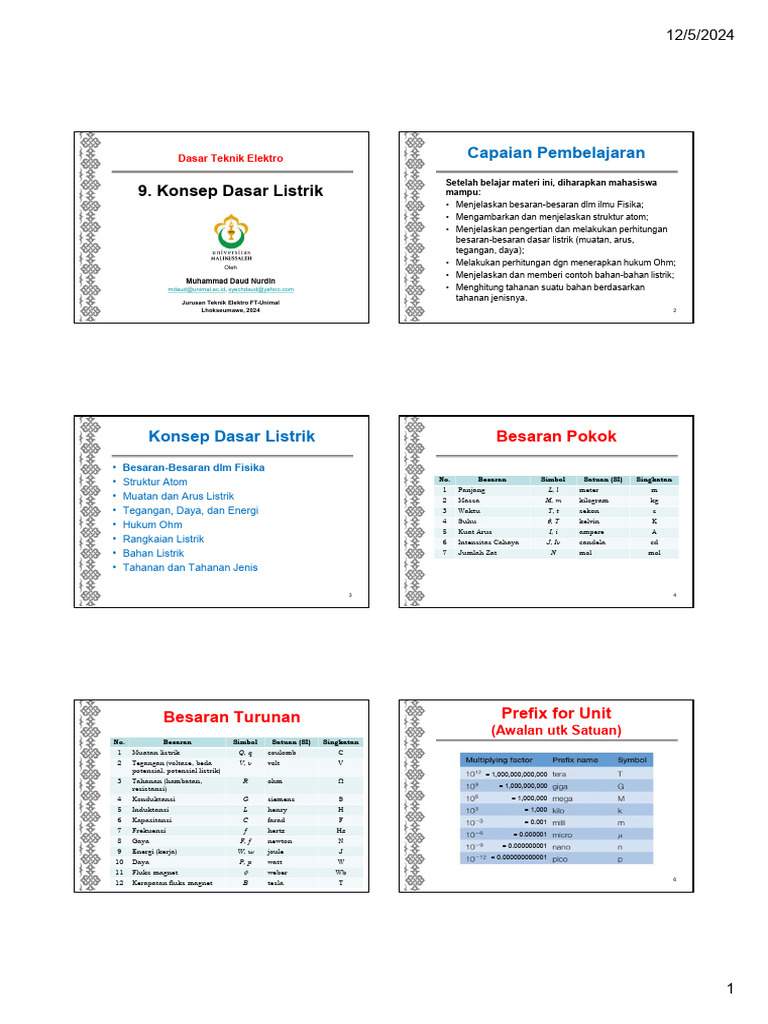 Print-DTE-09 - Konsep Dasar Listrik - 2024A (Review Plus) | PDF