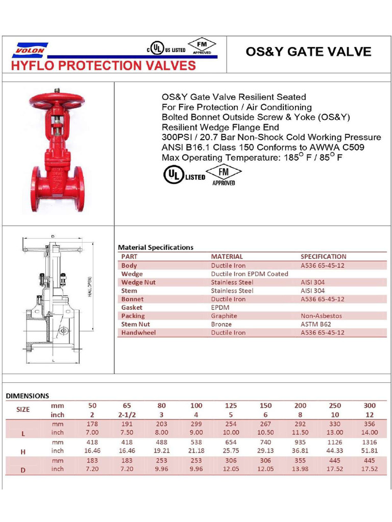 Volon Hyflo-OS&Y Gate Valve | PDF