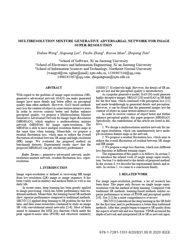 Multiresolution Mixture Generative Adversarial Network For Image Super-Resolution | PDF ...