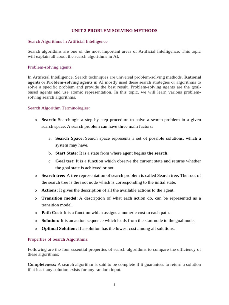 Unit 2 Upto Informed Search | PDF | Computational Problems | Discrete Mathematics