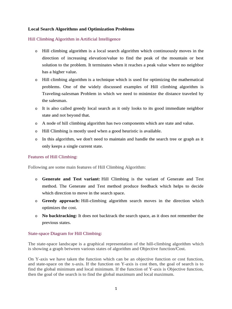 AI Optimization: Hill Climbing | PDF | Algorithms And Data Structures ...