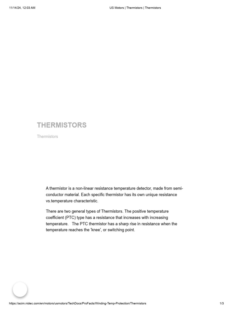 Understanding Thermistors for Motors | PDF | Electromagnetism | Electricity