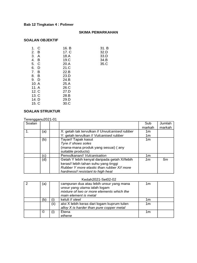 Bab 4 TINGKATAN 5 POLIMER - SKIMA | PDF